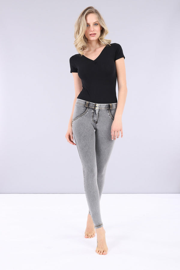 GREY DENIM MID RISE ORGANIC - Freddy Jeans UK